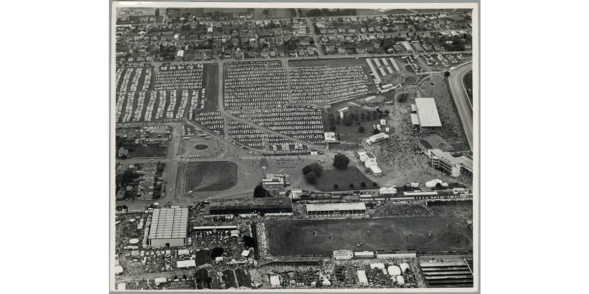 Aerial view of Addington showgrounds | discoverywall.nz