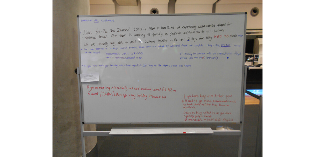 Noticeboard in Christchurch Airport Domestic Terminal