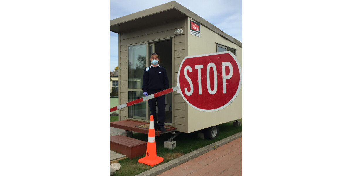 Security guard on duty at Ngaio Marsh Retirement Village
