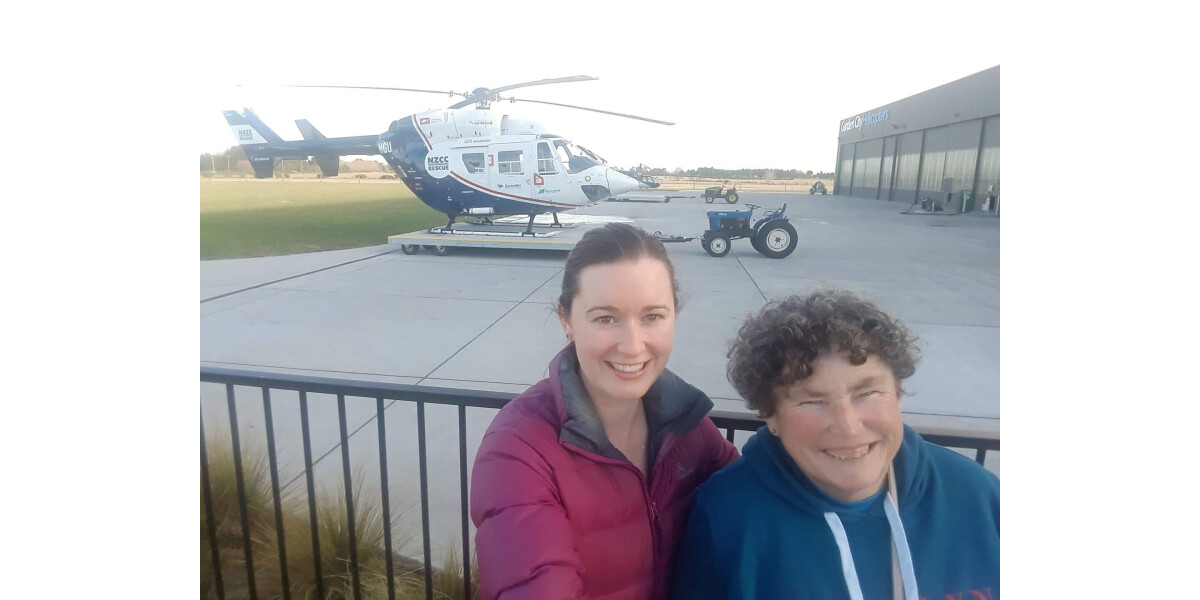 Erica and Fiona at Garden City Helicopters | discoverywall.nz