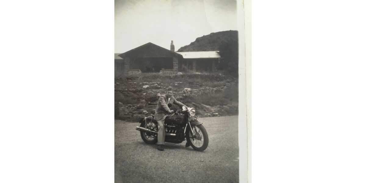 Stanley Dunn on his ACE motorbike | discoverywall.nz