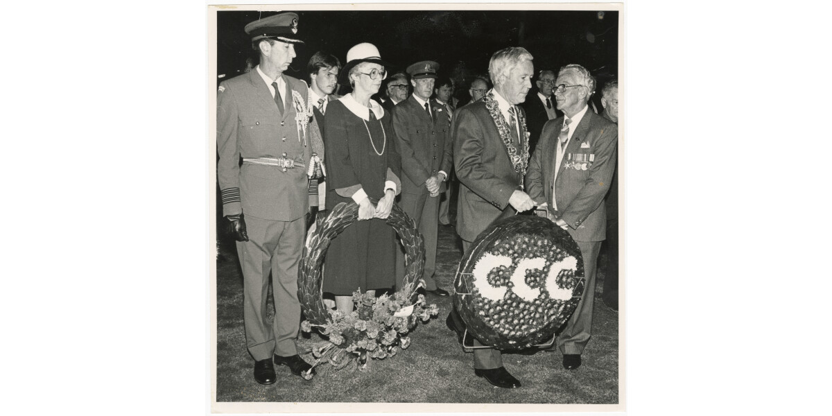 Hamish Hay and Ann Hercus attending the Anzac Day dawn service