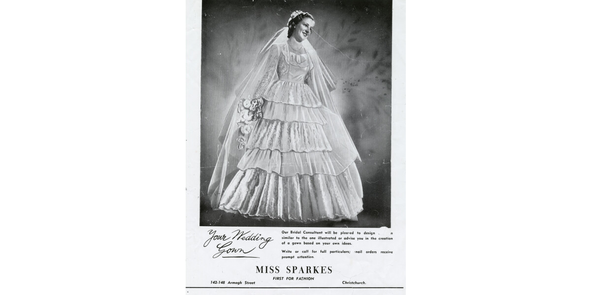 Advertisement for Miss Sparkes bridal fashions | discoverywall.nz