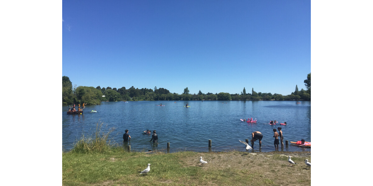 Swimmers at Lake Rua | discoverywall.nz