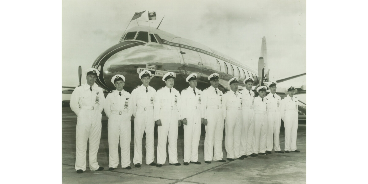 The Endeavour crew lineup at London Airport | discoverywall.nz
