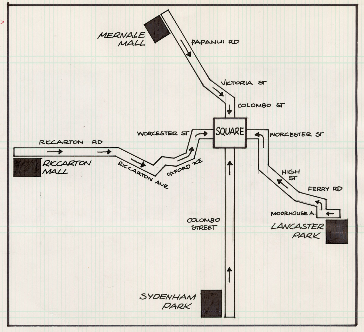 Map of the Springbok tour protest march | discoverywall.nz