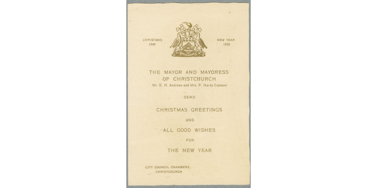 Christmas card from Mayor and Mayoress | discoverywall.nz