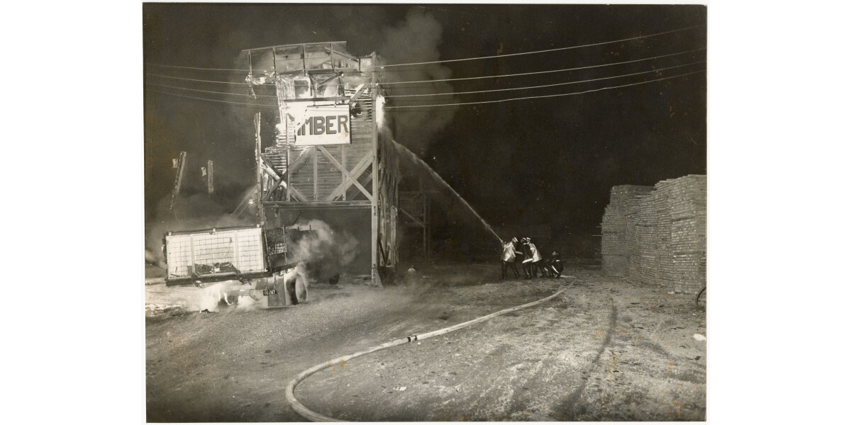 Fire fighters at timber mill fire | discoverywall.nz