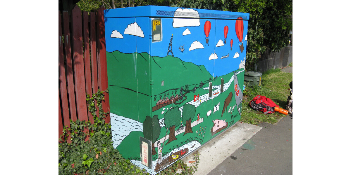 Pim van Duin utility box – Neill Street | discoverywall.nz