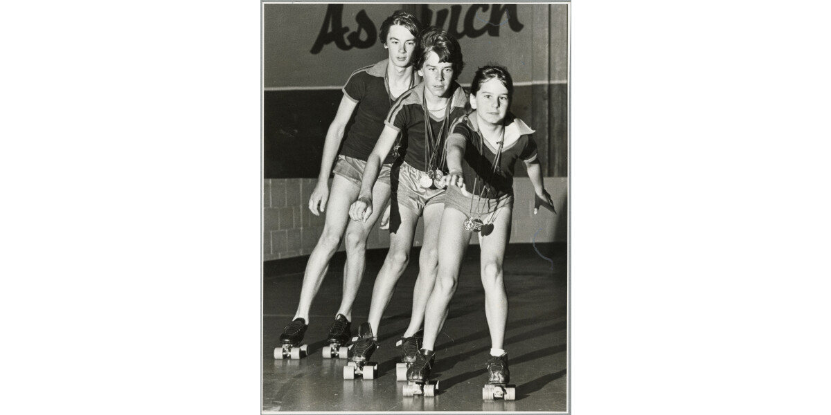Paul Mitchell, Roger Hawkins and Angela Hawkins skating