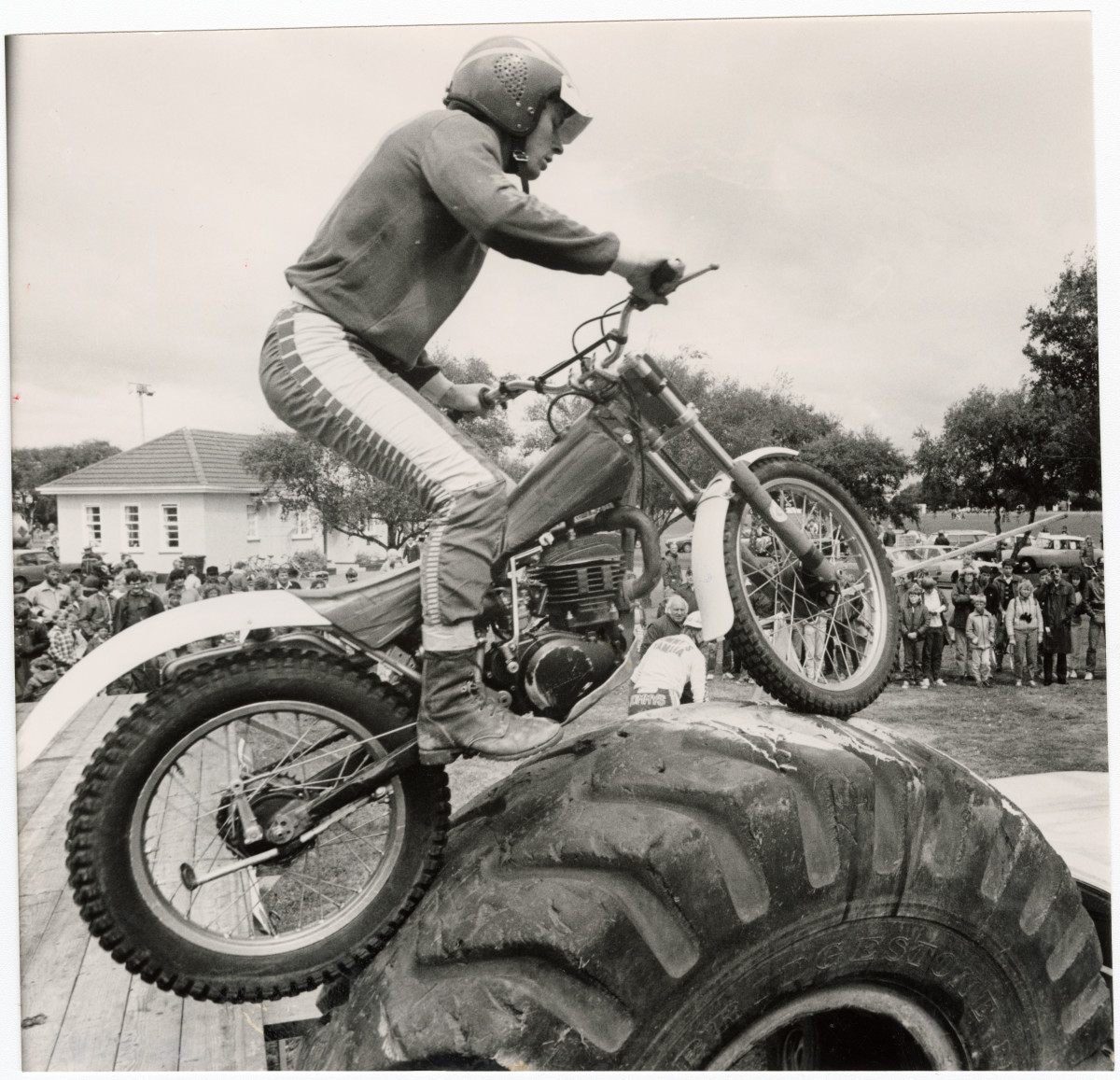 Terry Courtney on a motor bike at Wings and Wheels | discoverywall.nz