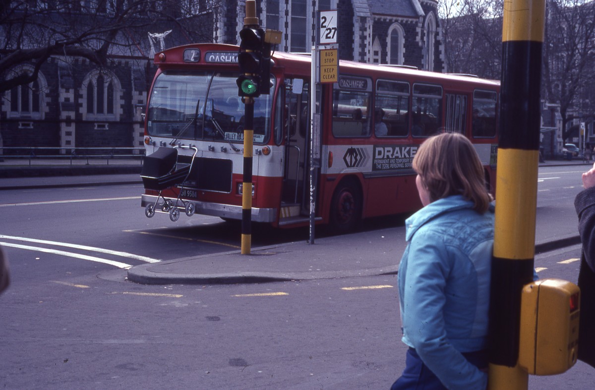 Bus with pram, Cathedral Square | discoverywall.nz
