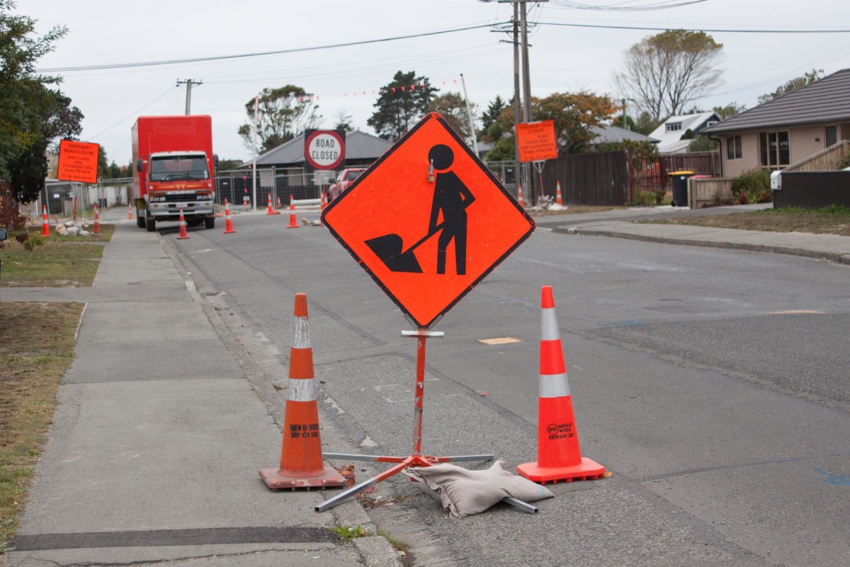Road works, Beach Road, North Beach | discoverywall.nz