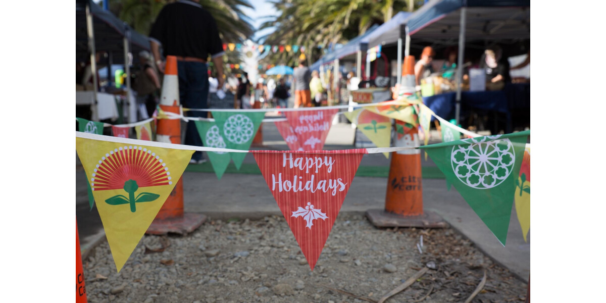 Bunting at the Saturday Seaside Market, New Brighton Mall