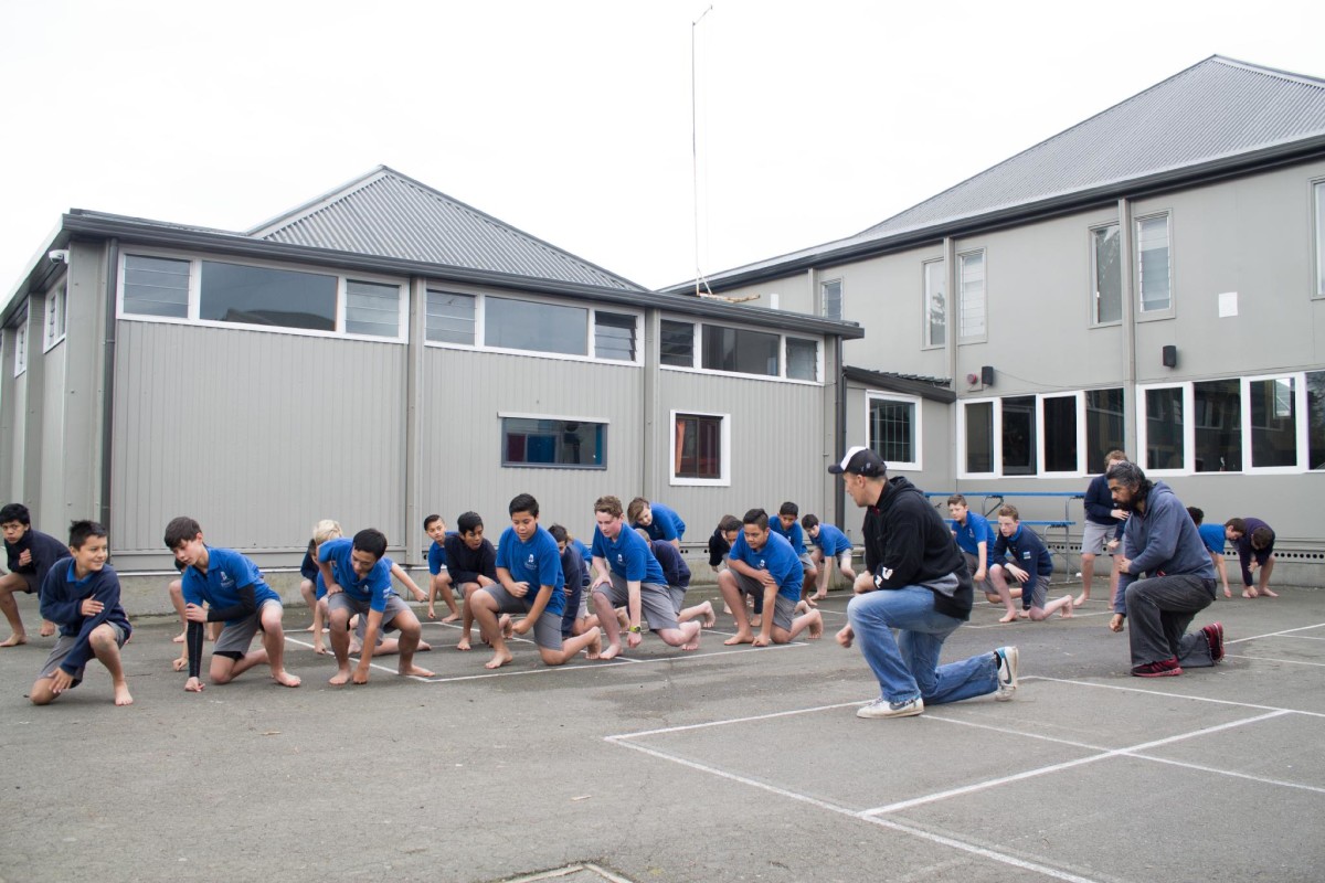 Breens Intermediate students learning a Haka | discoverywall.nz