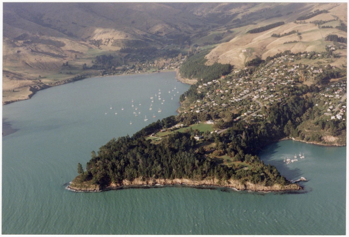 Aerial view of Diamond Harbour and Purau | discoverywall.nz