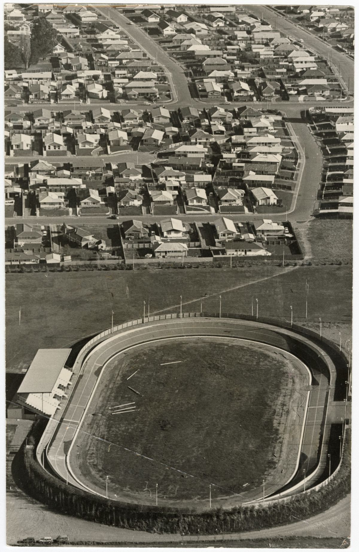 Aerial view of Denton Park cycle arena | discoverywall.nz