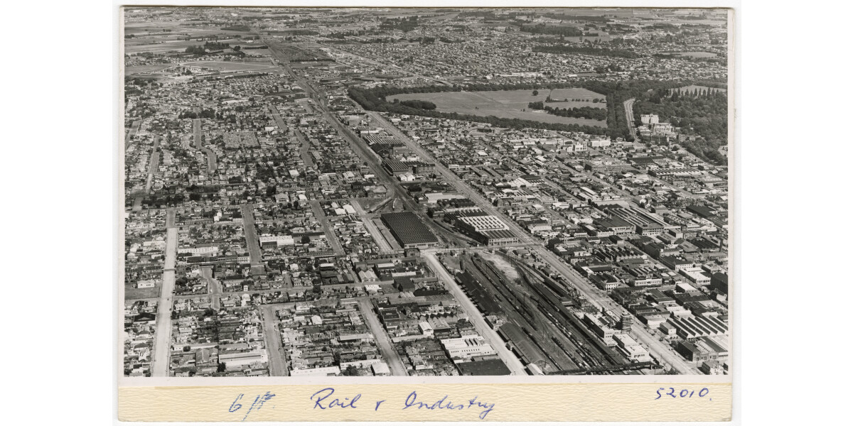 Aerial view of South Christchurch towards Addington | discoverywall.nz