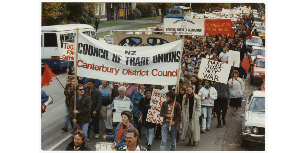Employment Contracts Bill protest march | discoverywall.nz