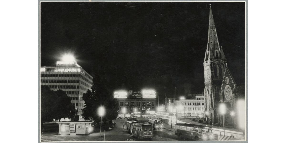 Cathedral Square at night | discoverywall.nz