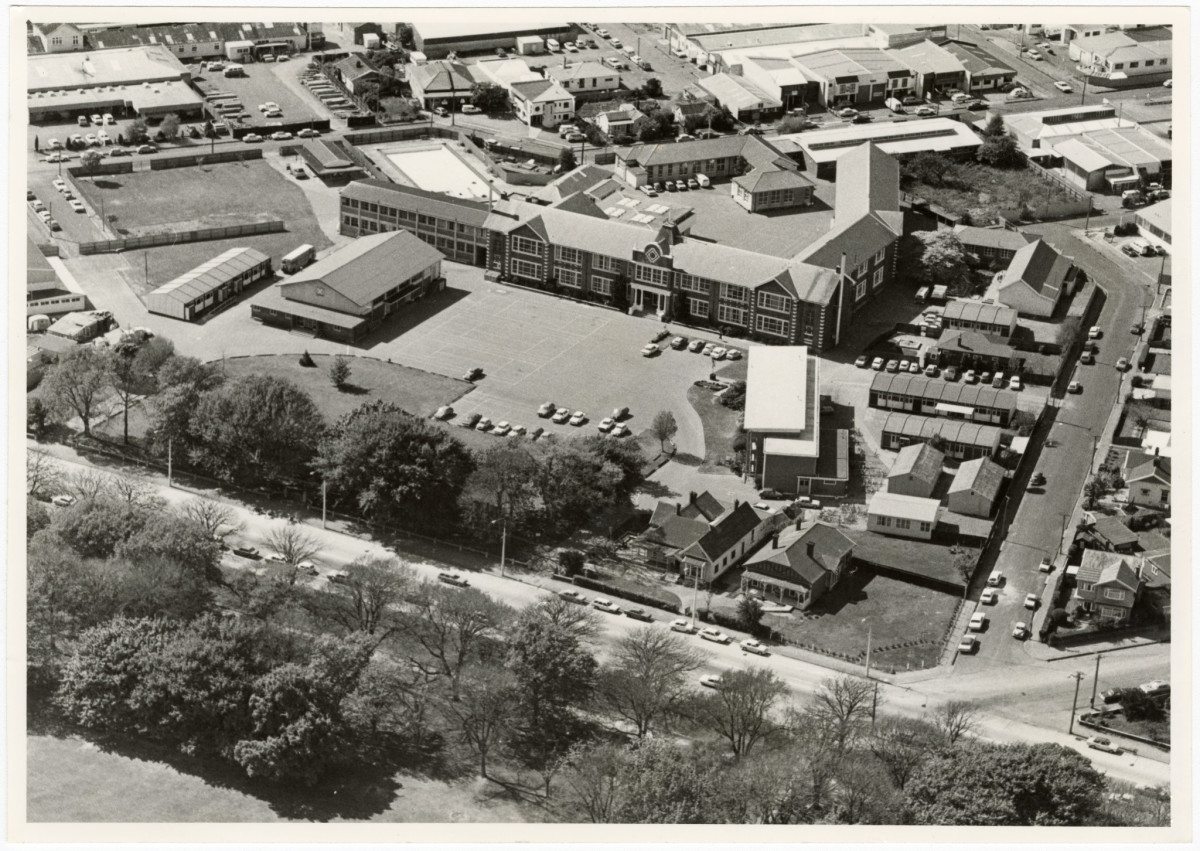 Aerial view of Hagley High School | discoverywall.nz